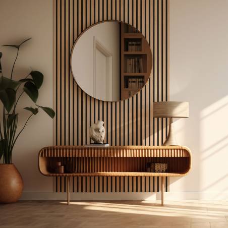 Mur tasseau bois - 120cm - panneau lamelles chêne clair 250 x 30 cm ...